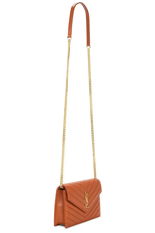 Saint Laurent Envelope Wallet On Chain Bag In Orange