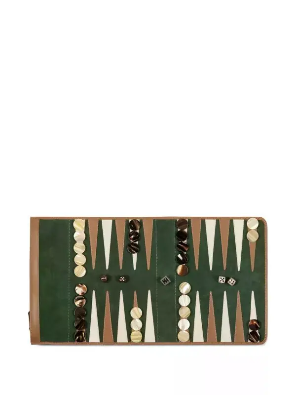 HECTOR SAXE Leather Travel Backgammon - Green