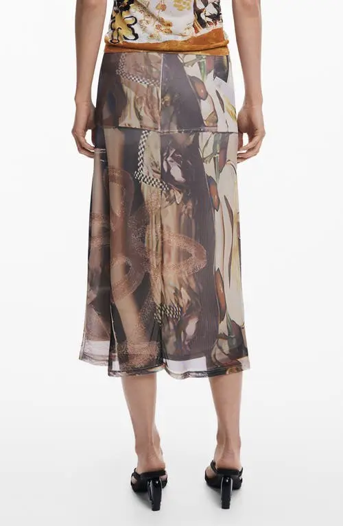 Desigual Printed Midi Skirt