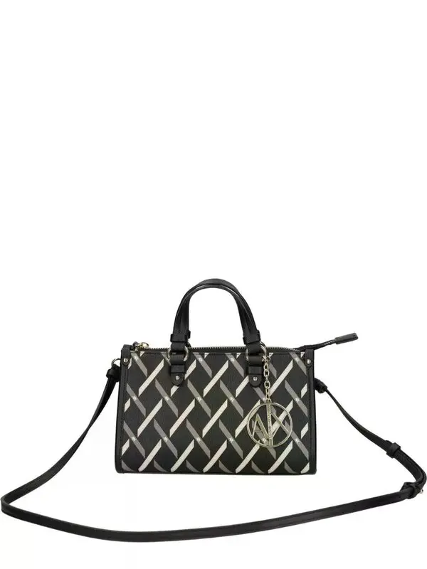 Armani Exchange Patterned Tote Bag With Charm - Black