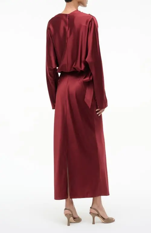 Staud Phoebe Long Sleeve Stretch Silk Dress - Sangria