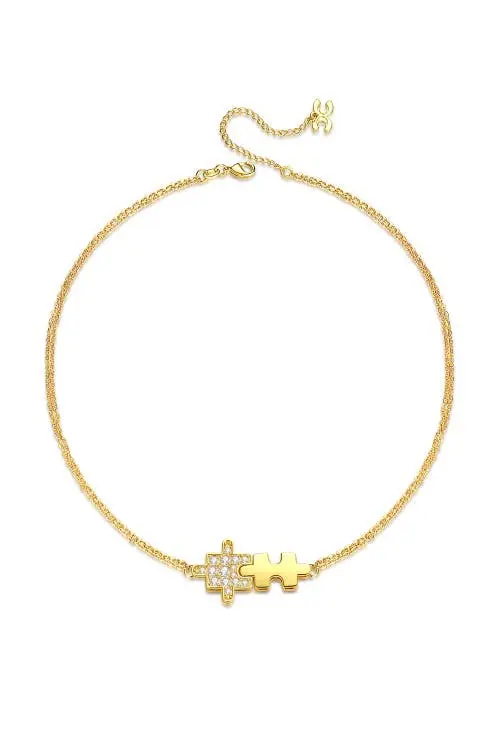 CLASSICHARMS Jigsaw Puzzle Pendant Necklace - Gold