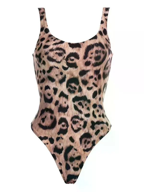Agua Bendita Leopard Print One Piece Swimsuit - Neutrals
