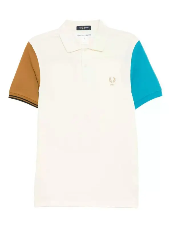 Comme Des Garçons X Fred Perry Colour-block Short-sleeve Polo Shirt - Blue