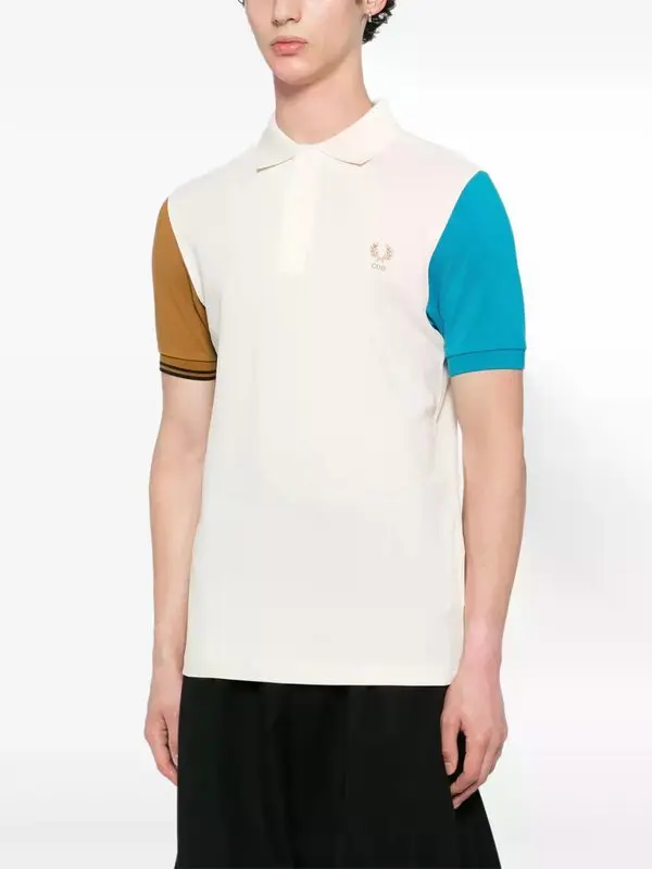 Comme Des Garçons X Fred Perry Colour-block Short-sleeve Polo Shirt - Blue