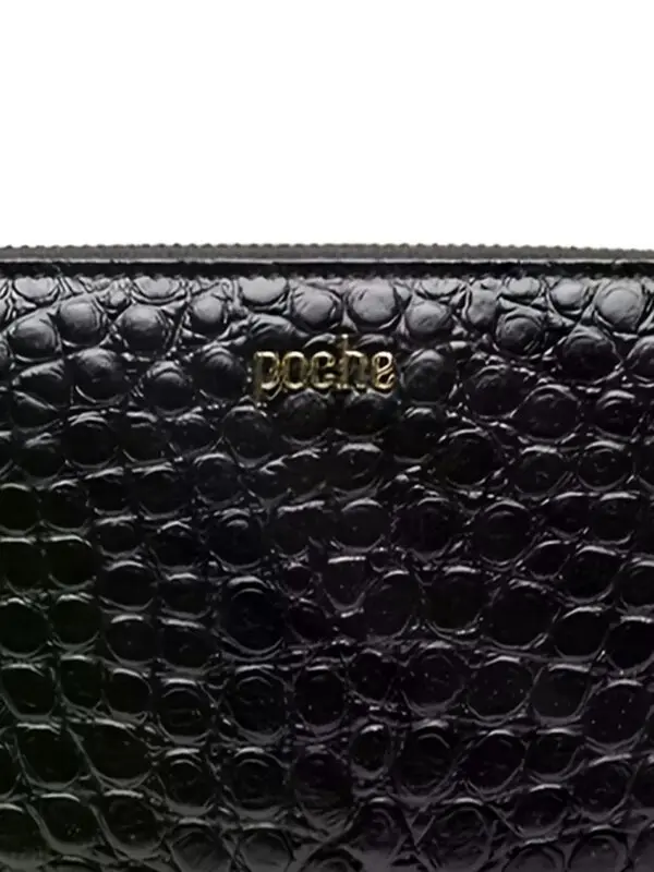 POCHE PARIS Embossed Zip Wallet - Black