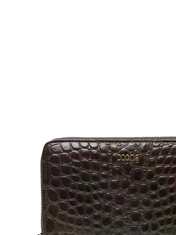 POCHE PARIS Embossed Zip Wallet - Brown