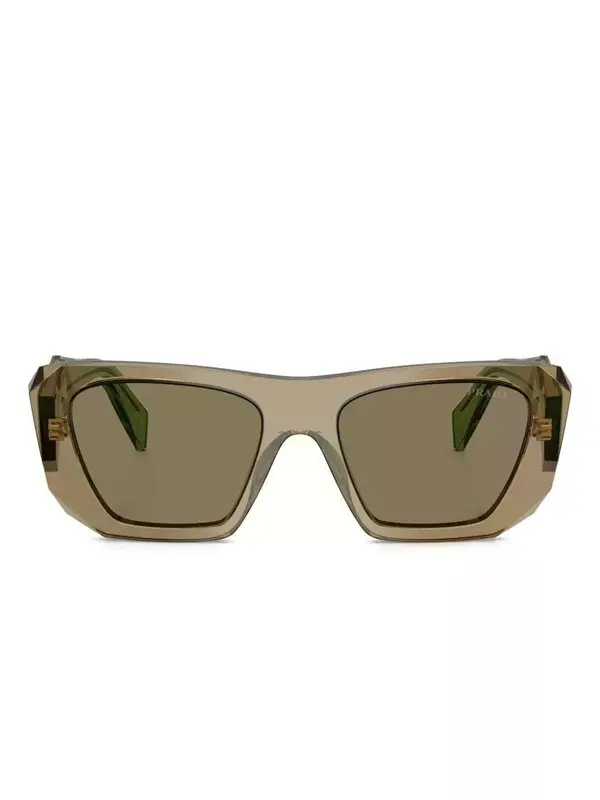 Prada Symbole Geometric-frame Sunglasses - Brown