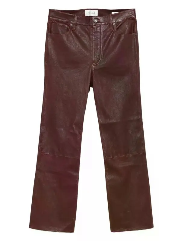 FRAME Reboot Crop Leather Trousers - Red