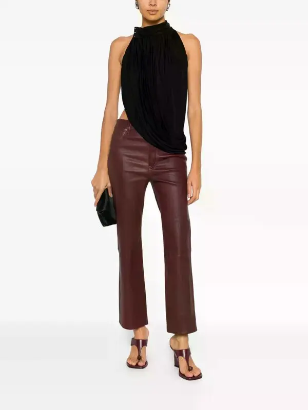 FRAME Reboot Crop Leather Trousers - Red