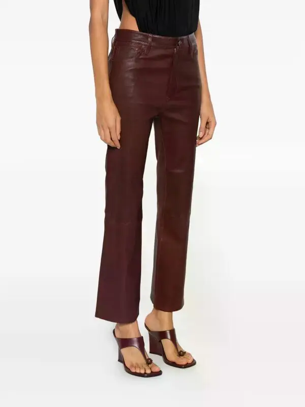 FRAME Reboot Crop Leather Trousers - Red