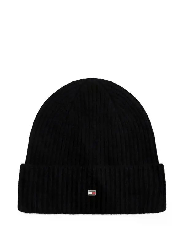 Tommy Hilfiger Ribbed Knit Beanie - Black