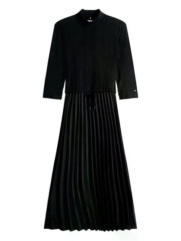 Tommy Hilfiger Ribbed Pleated Midi Dress