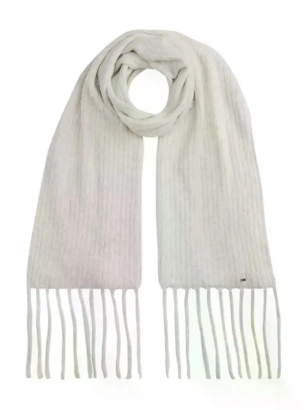 Tommy Hilfiger Logo-plaque Fringed Scarf - Neutrals