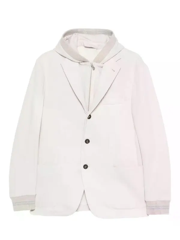 Eleventy Hooded Button Blazer - Neutrals