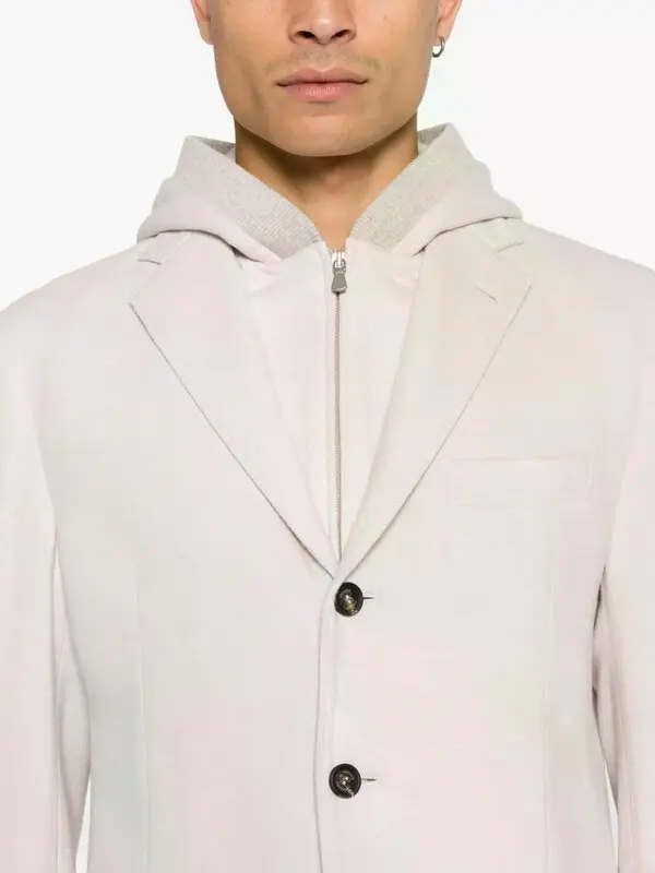 Eleventy Hooded Button Blazer - Neutrals