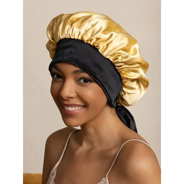 SILKSILKY Silk Bonnet With Long Ribbons - Champagne