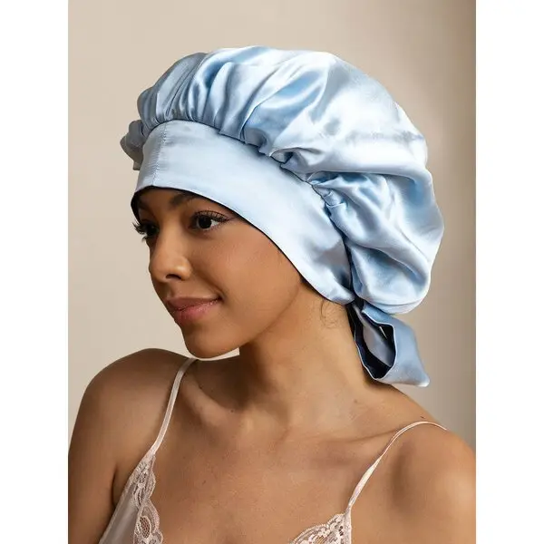 SILKSILKY Silk Bonnet With Long Ribbons - Darkblue