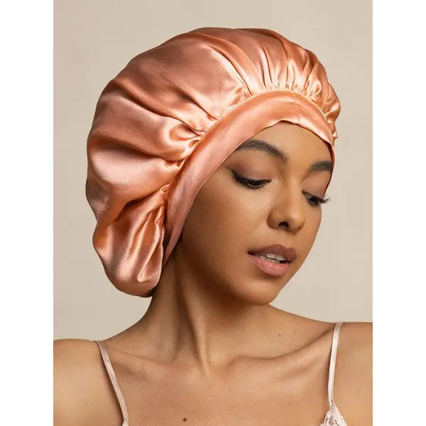 SILKSILKY Mulberry Silk Sleep Cap With Tie Detail - Coralpink