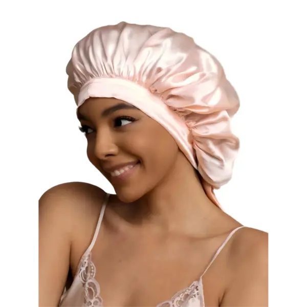 SILKSILKY Mulberry Silk Sleep Cap With Tie Detail - Lightpink