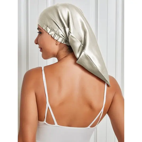 SILKSILKY Pure Silk Elasticated Bonnet - Beige