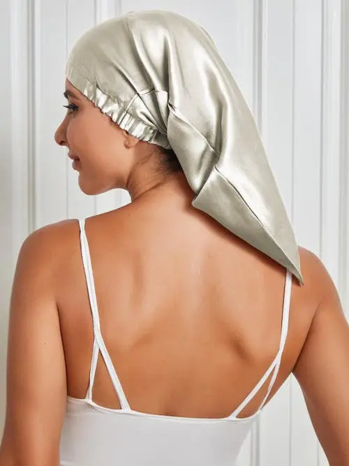 SILKSILKY Pure Silk Elasticated Bonnet - Beige