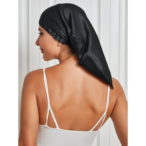SILKSILKY Pure Silk Elasticated Bonnet - Black