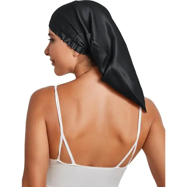 SILKSILKY Pure Silk Elasticated Bonnet - Black