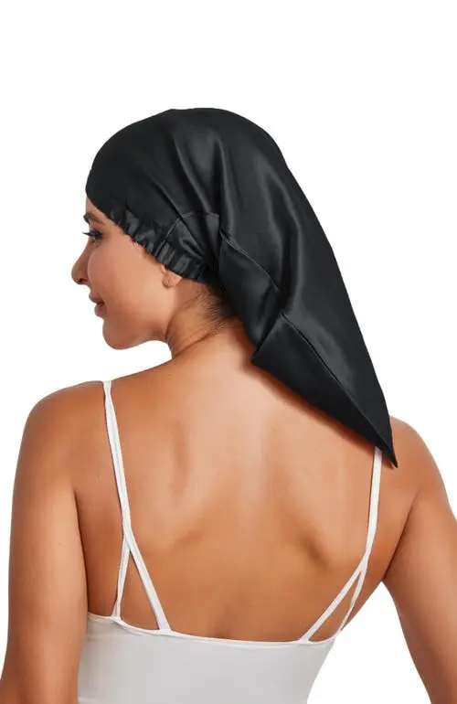 SILKSILKY Pure Silk Elasticated Bonnet - Black