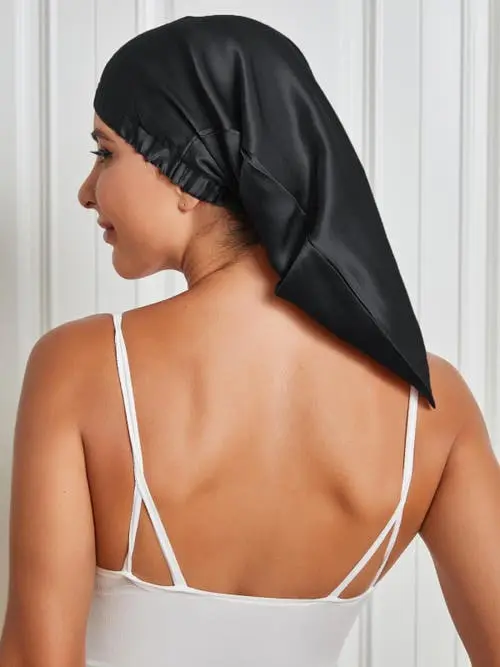 SILKSILKY Pure Silk Elasticated Bonnet - Black