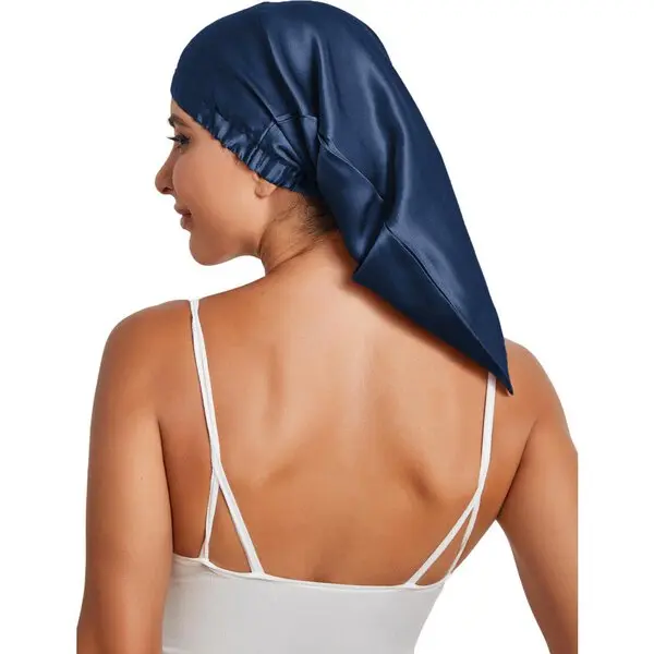 SILKSILKY Pure Silk Elasticated Bonnet - Darkblue