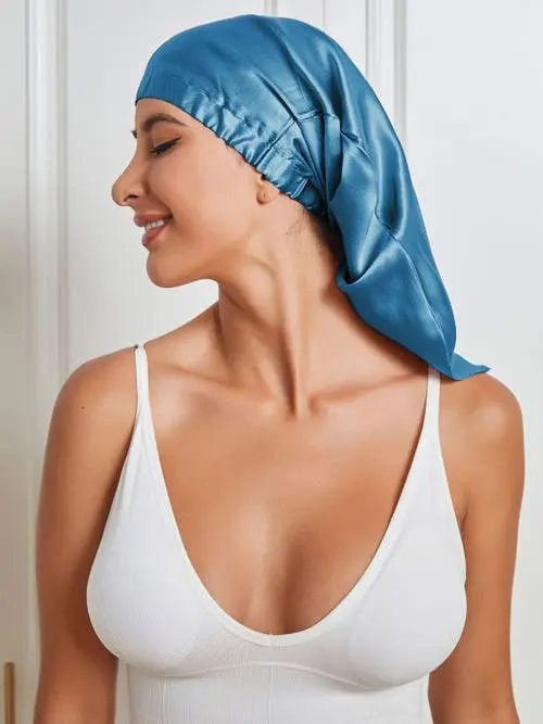 SILKSILKY Pure Silk Elasticated Bonnet - Teal