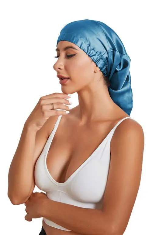 SILKSILKY Pure Silk Elasticated Bonnet - Teal