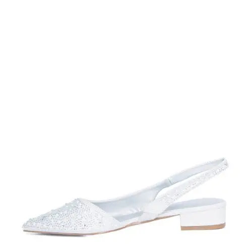 LAUREN LORRAINE Joy Rhinestone Embellished Slingback Flats - Silver