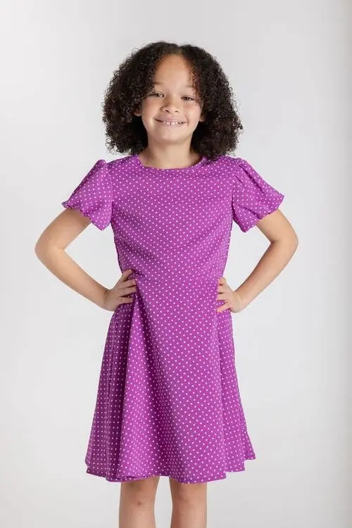 FLORENCE EISEMAN Polka Dot Crepe Dress With Bubble Sleeves