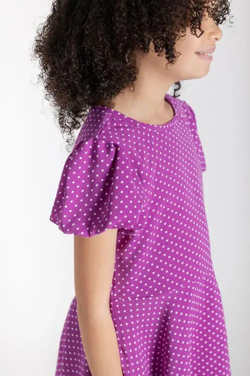 FLORENCE EISEMAN Polka Dot Crepe Dress With Bubble Sleeves