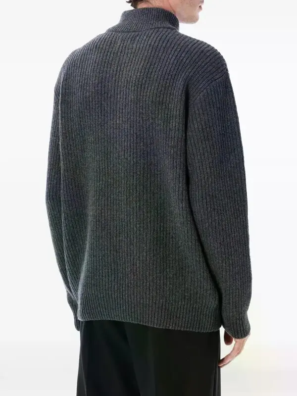 Colorful Standard Half-zip Ribbed Knit Sweater - Grey