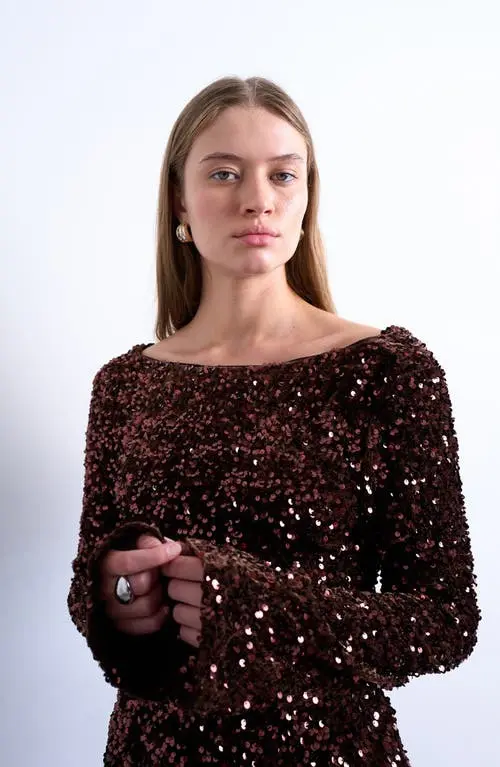 Topshop Sequin Cowl Back Mini Dress