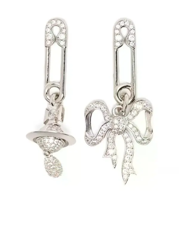VIVIENNE WESTWOOD Pin Bow Embellished Earrings - Silver