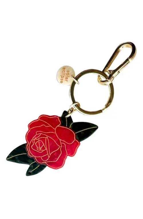 SOLAR ECLIPSE Hand-painted Rose Bag Charm - Red
