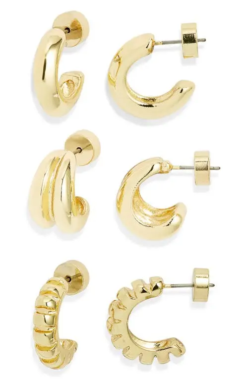 Nordstrom Textured Hoop Earring Set - Gold