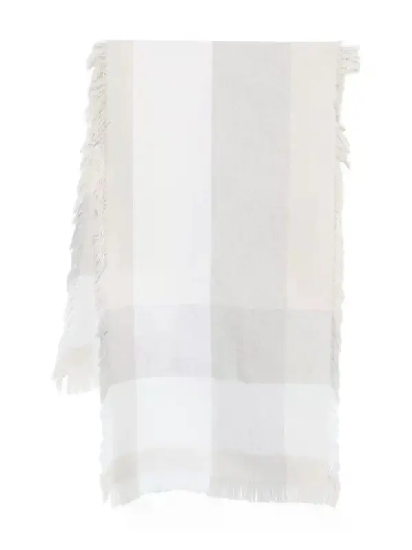 LE TRICOT PERUGIA Checked-pattern Fringed Scarf - Neutrals