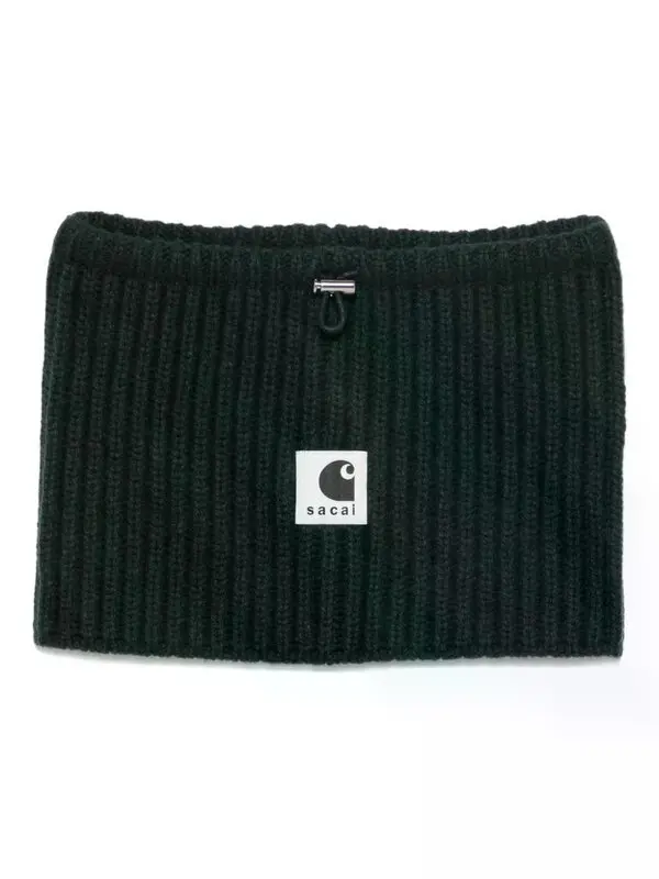 Sacai Ribbed Logo Neck Warmer - Green