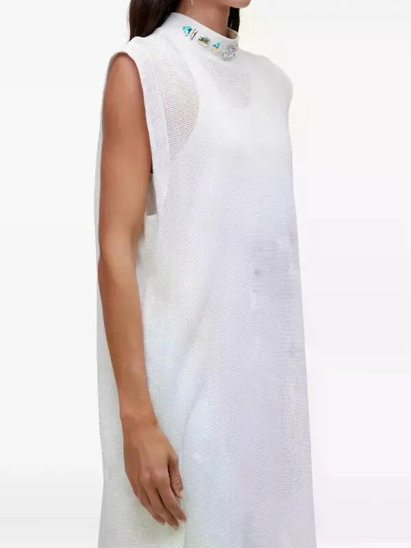OSKLEN Embellished Sleeveless Midi Dress - White