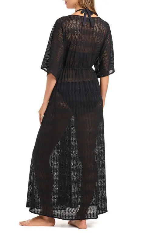 BLEU BY ROD BEATTIE Open Stitch Cover Up Caftan - Black