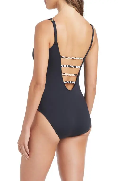 BLEU BY ROD BEATTIE Plunge Lace-up One-piece Swimsuit