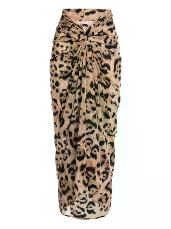 Agua Bendita Knotted Leopard Print Cover-up - Neutrals