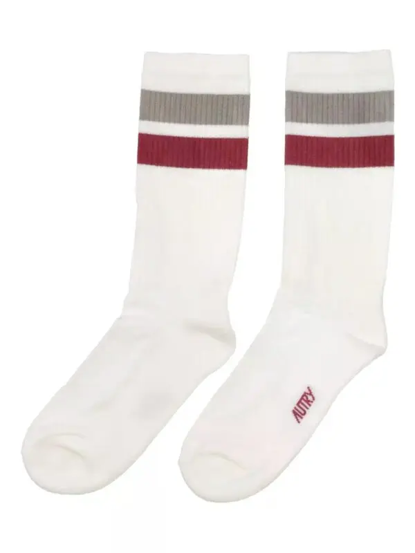 AUTRY Striped Socks - White