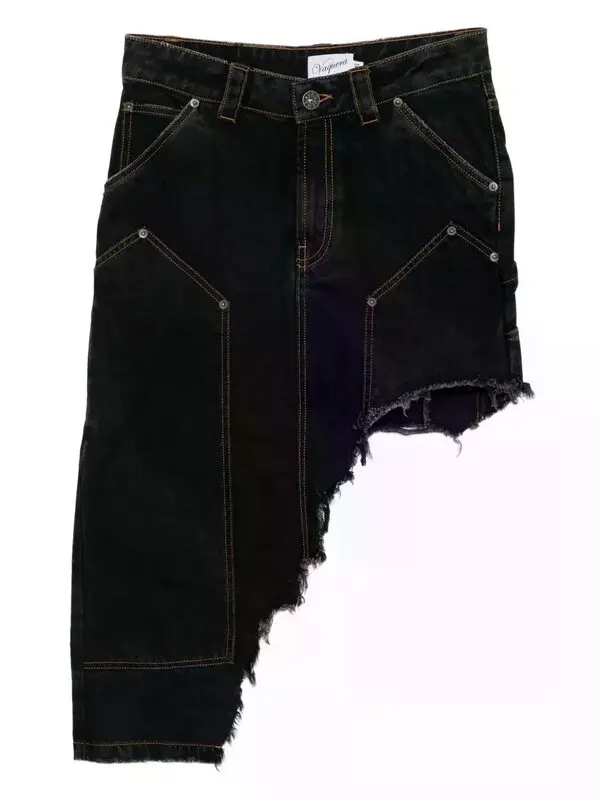 Vaquera Asymmetric Denim Skirt - Black