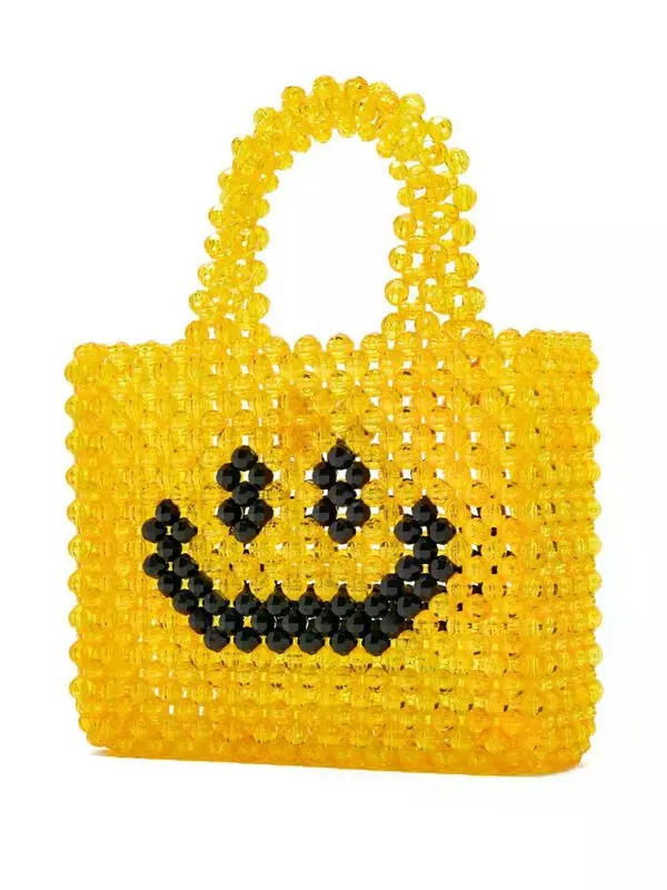 BAD AT MATH Beaded Smiley-face Tote Bag